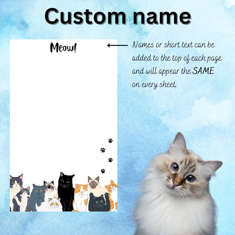 Custom Notepads | Cats Cute Pets | Personalized Note Pads for Gifts ...
