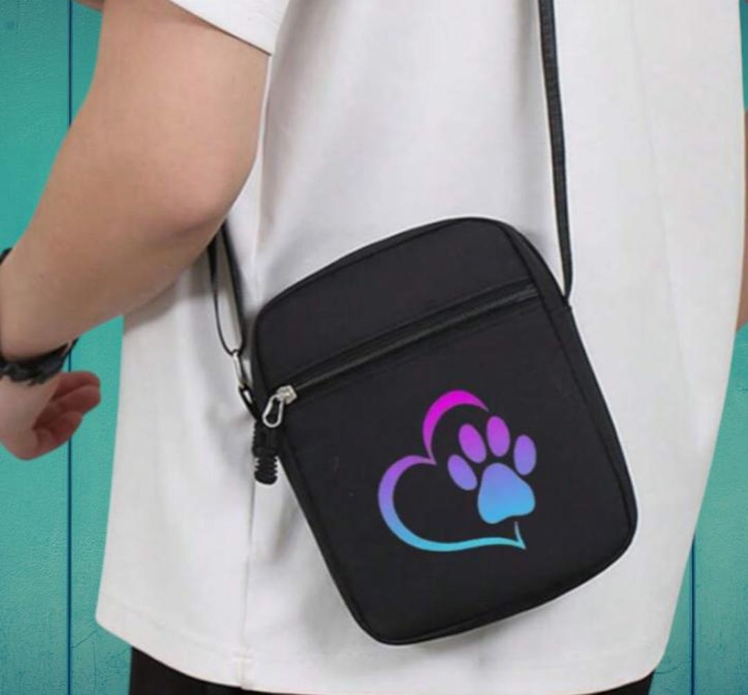 Cross Body Bag With Paw Prints-paw Print Handbag-animal Lover's Bag ...