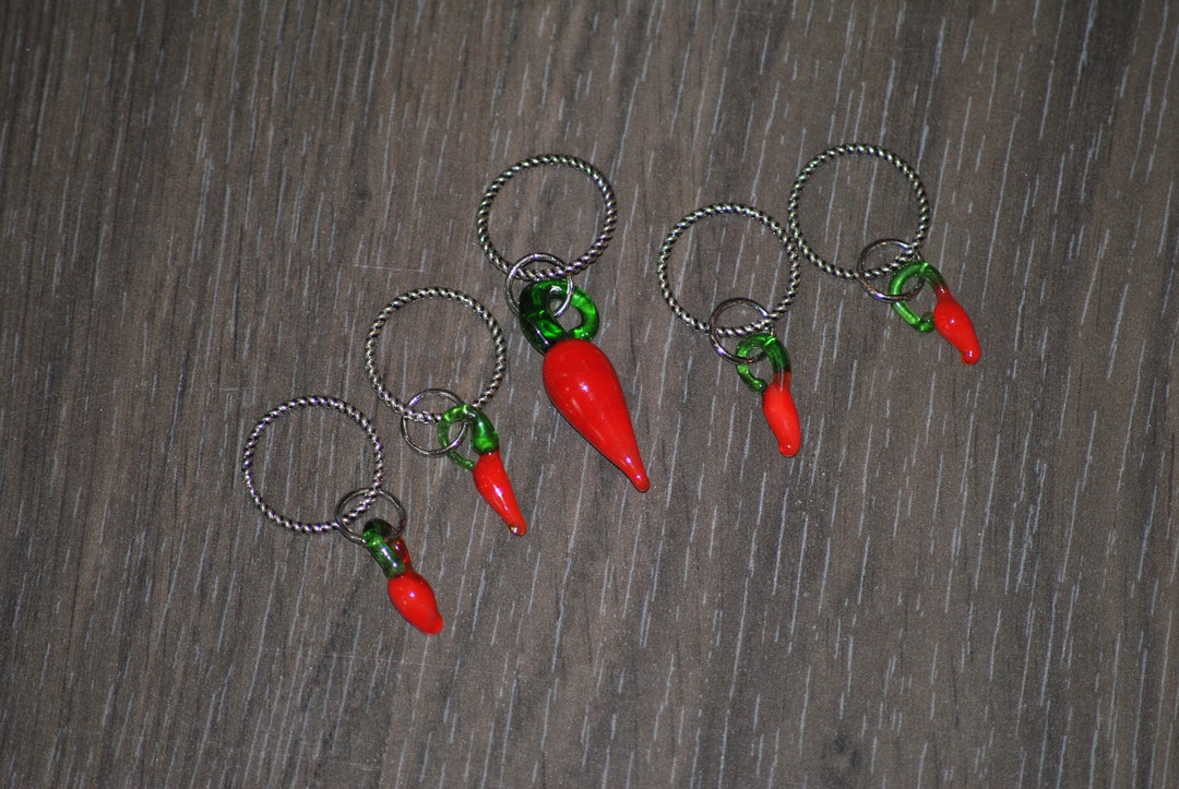 Glass Pepper Stitch Markers Solid Twist Rings With Hand Made Glass ...