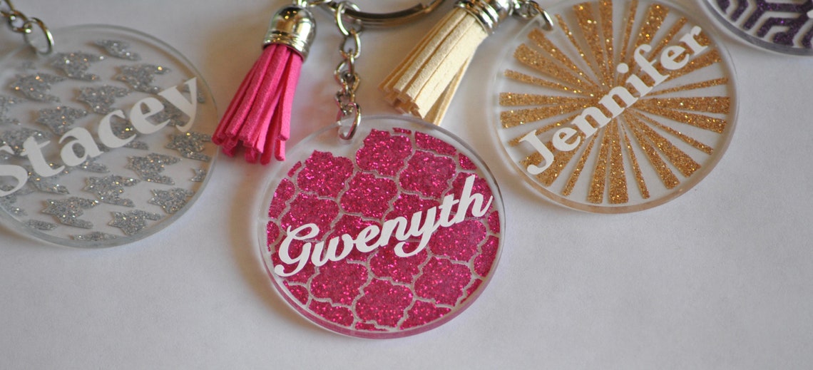 Personalized Glitter Acrylic Keychains Custom Acrylic - Etsy