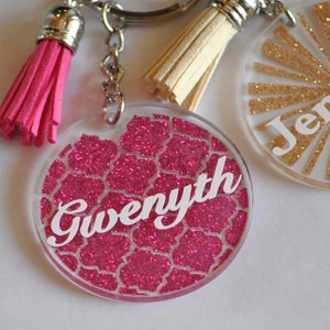 Personalized Glitter Acrylic Keychains, Custom Acrylic Keychains, Clear ...
