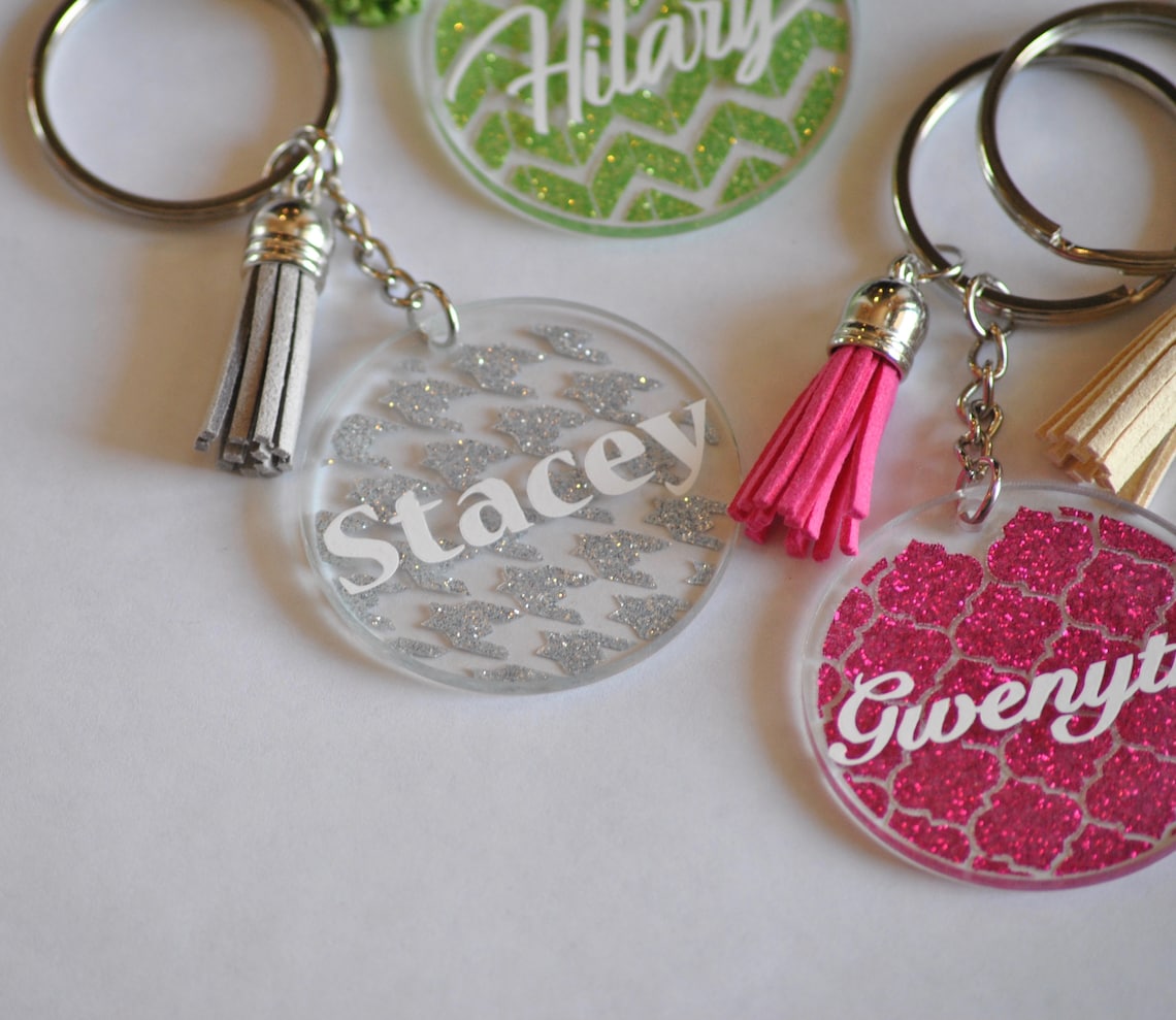 Personalized Glitter Acrylic Keychains Custom Acrylic - Etsy