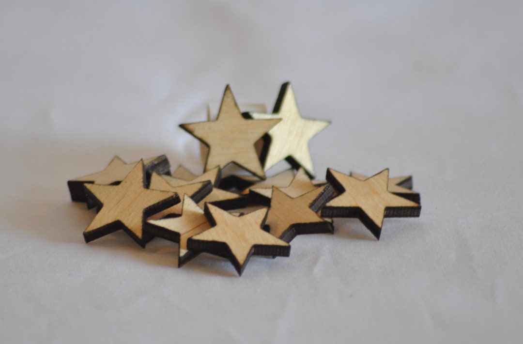 Set of 25 - 1 Inch Wooden Stars, Laser Cut Blank Stars, Wood Confetti ...