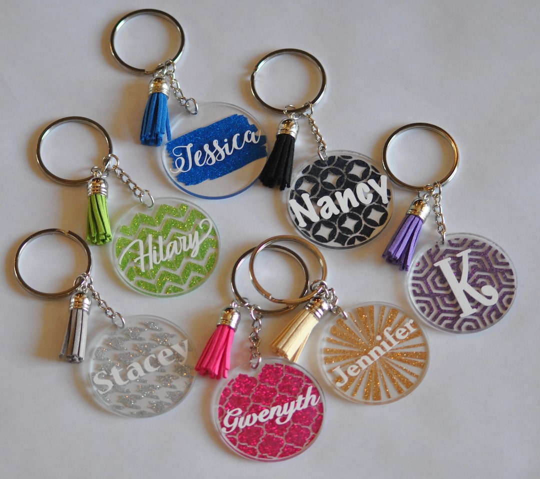 Personalized Glitter Acrylic Keychains, Custom Acrylic Keychains, Clear ...