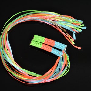 3 Color Neon Ribbon Braided Barrettes - Etsy