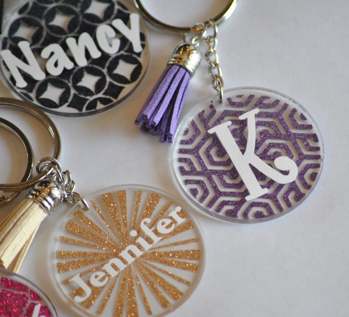 Personalized Glitter Acrylic Keychains Custom Acrylic - Etsy