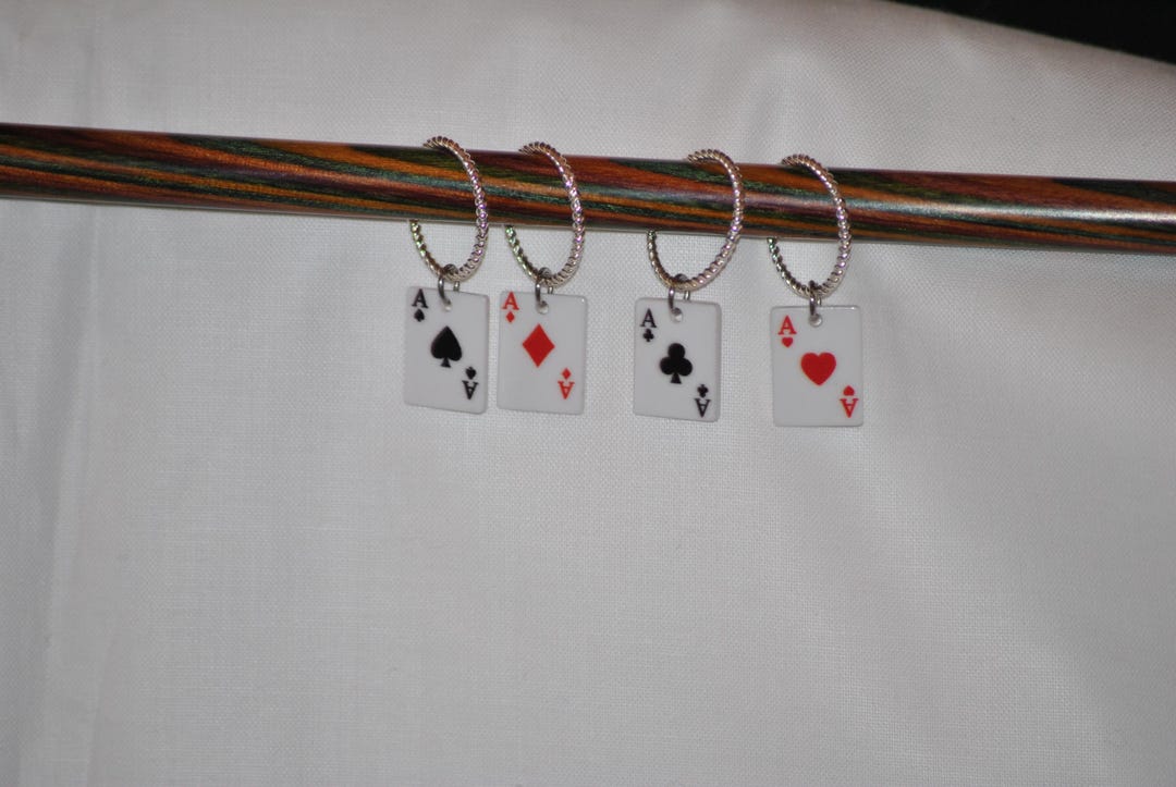Playing Cards Stitch Markers - Heart Diamond Spade Clubs - Set of 4 ...