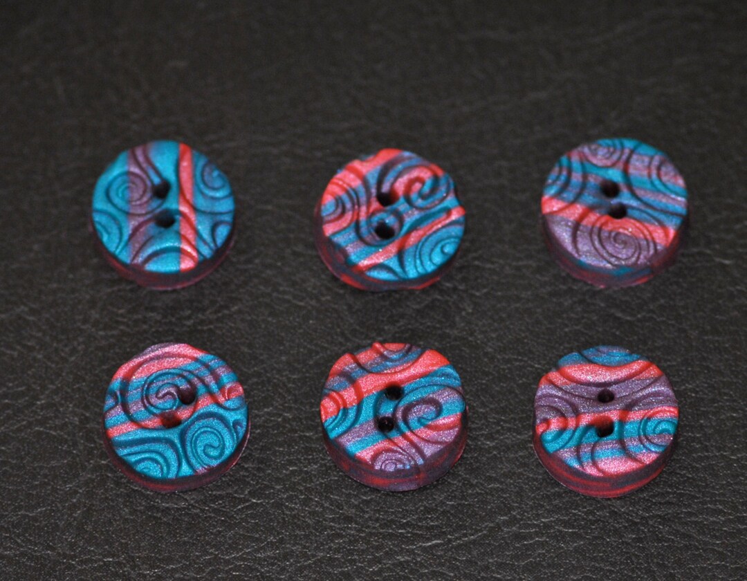 5/8 Inch Pink, Purple, and Blue Stripped Buttons - Set of 6 - Etsy