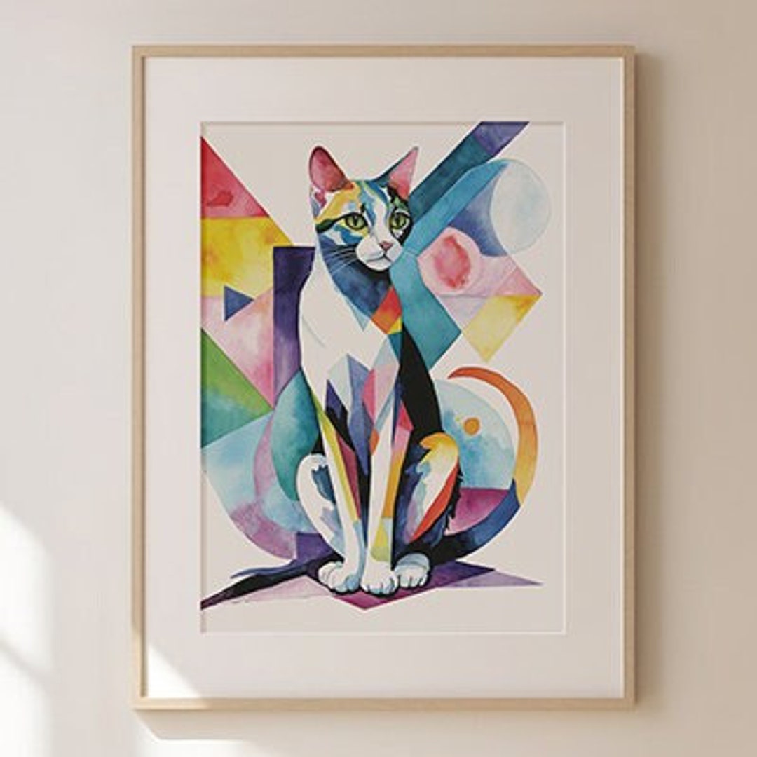 Cat Art Print, Colorful Original Art, Watercolor Fine Art Print, Giclee ...