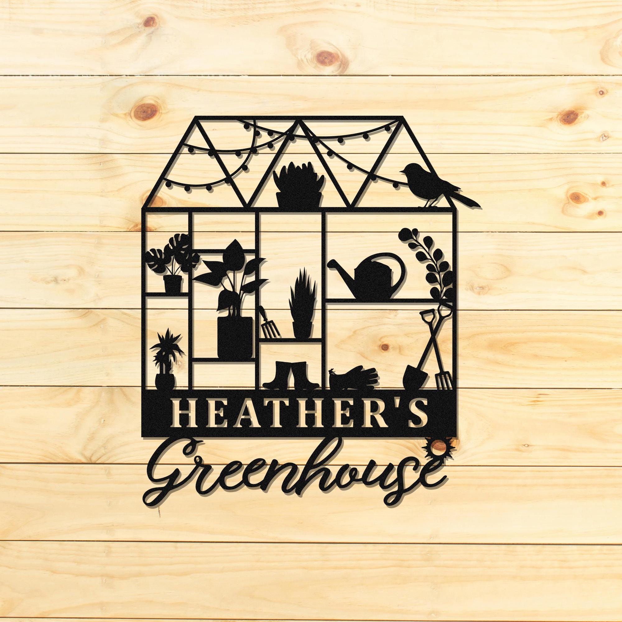 Custom Metal Greenhouse Name Sign, Personalized Hanging Garden Sign ...