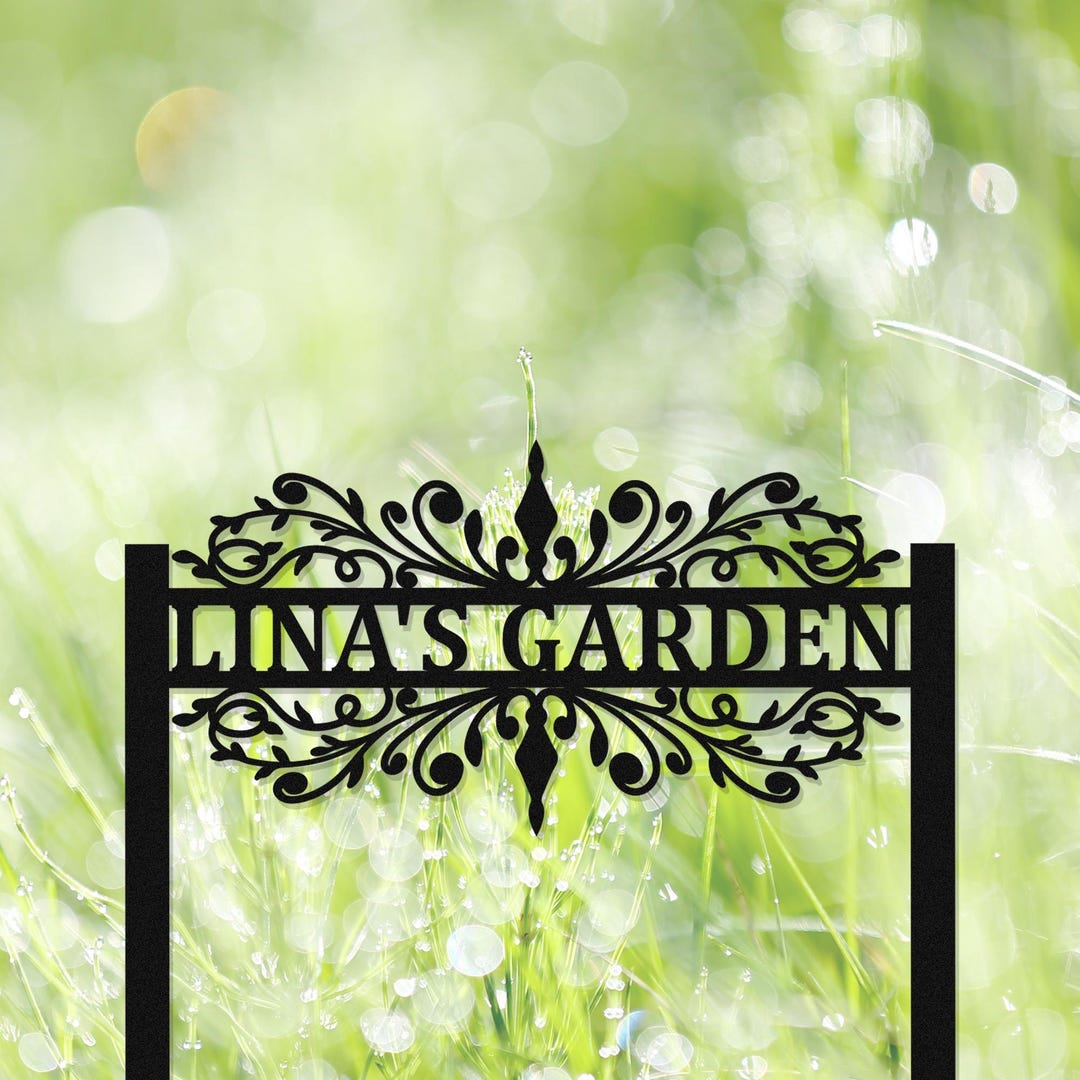 Personalized Garden Sign With Stake, Custom Metal Garden Name Sign ...