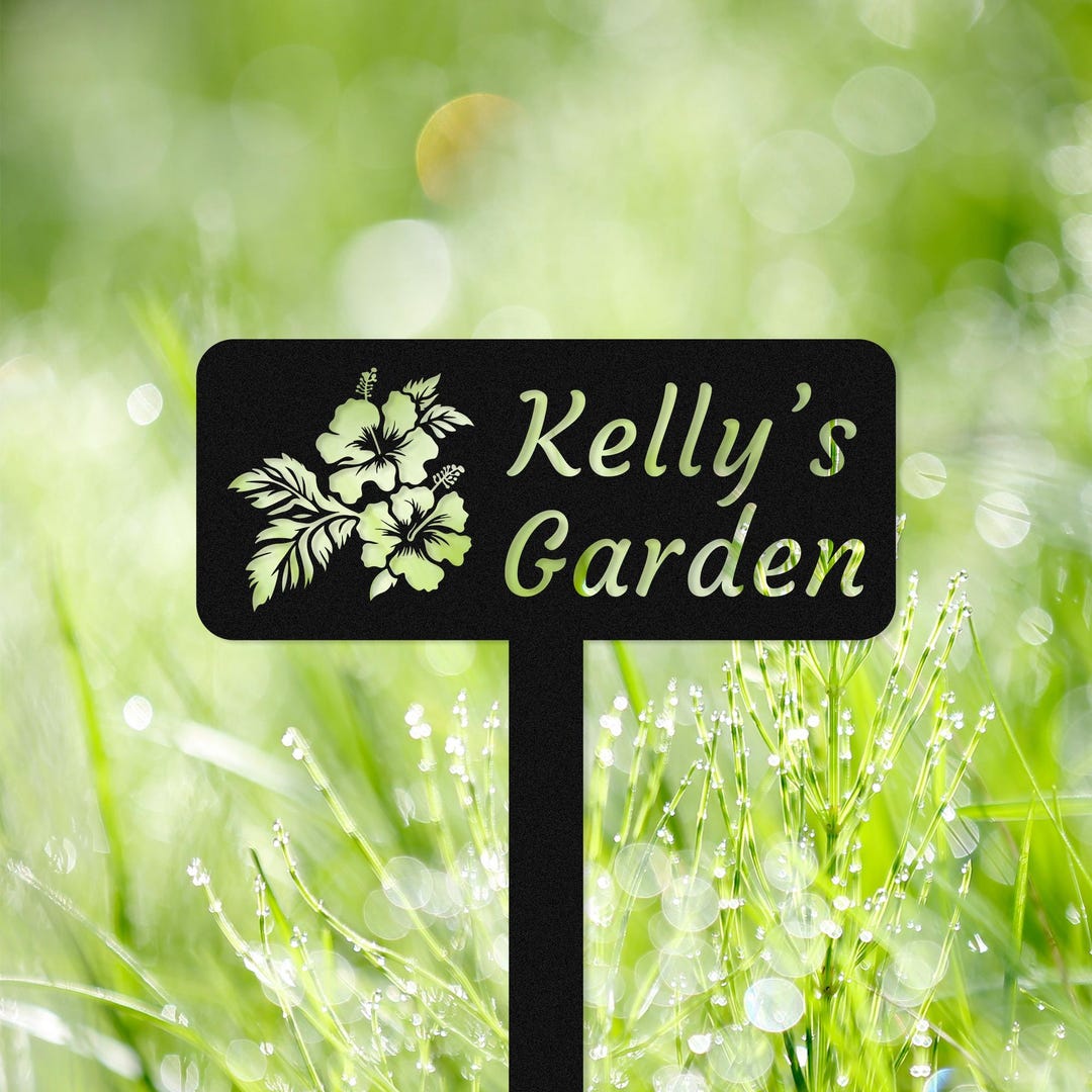 Metal Garden Sign, Custom Garden Name Sign, Flower Design Personalized ...