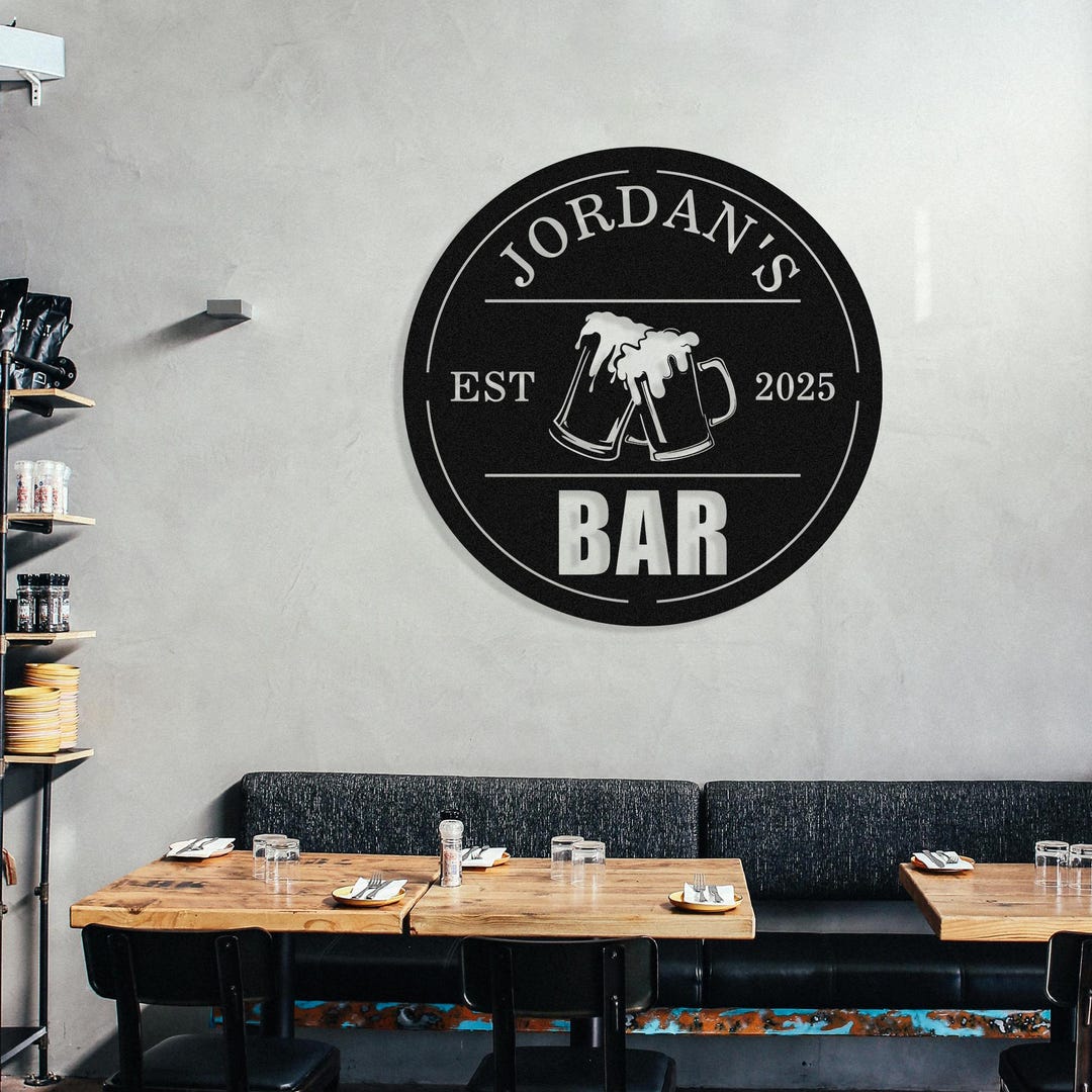 Personalized Bar Metal Wall Art, Multi Colors Custom Bar Theme Sign ...