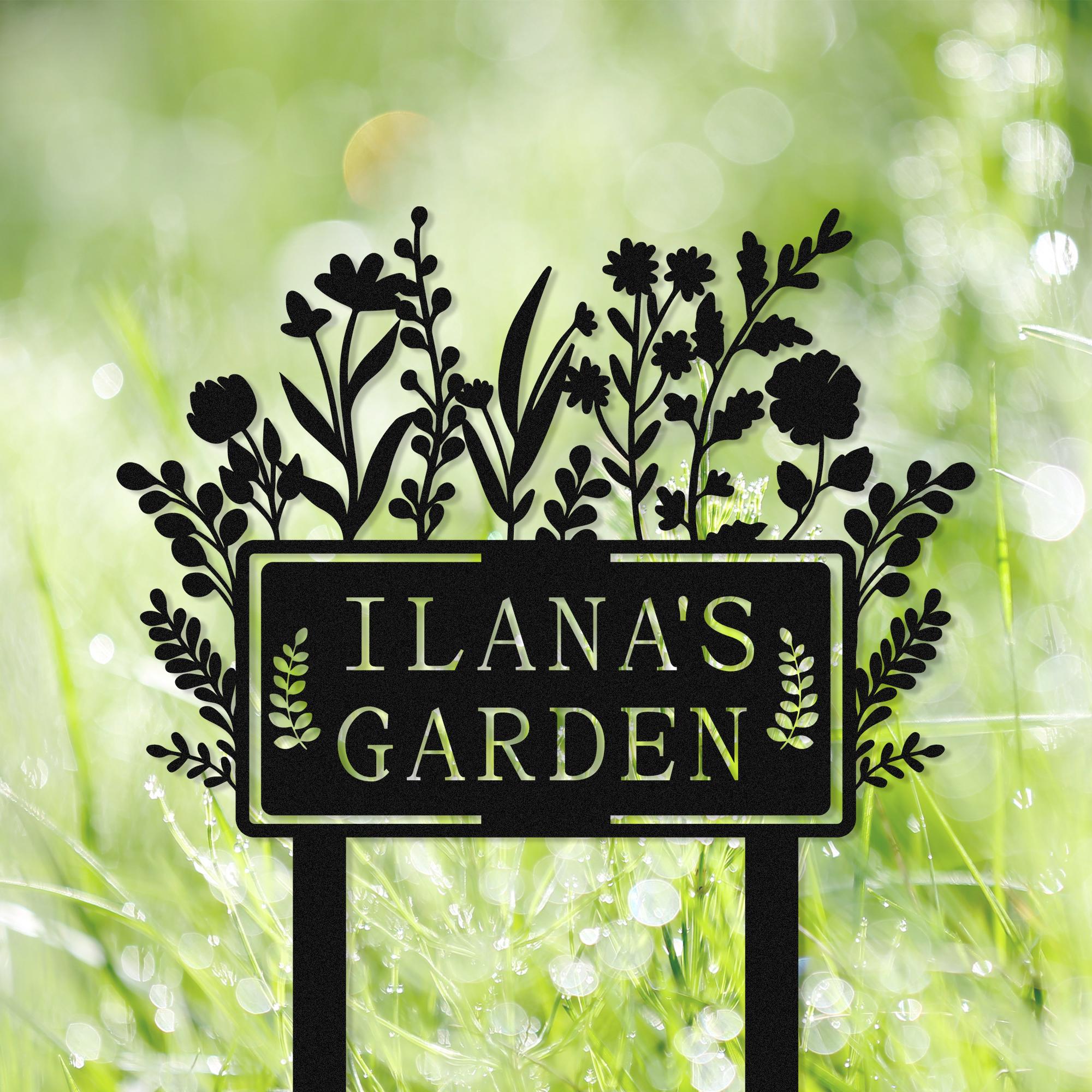 Personalized Garden Sign With Stake, Custom Metal Garden Name Sign ...