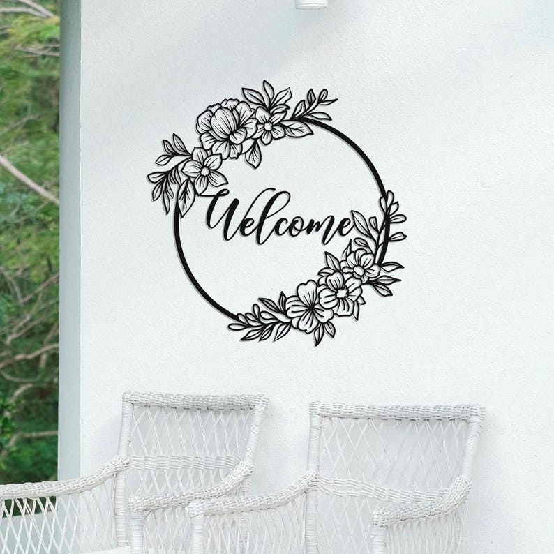 Metal Welcome Sign, Metal Wall Art, Front Door Decor, Outdoor Decor ...