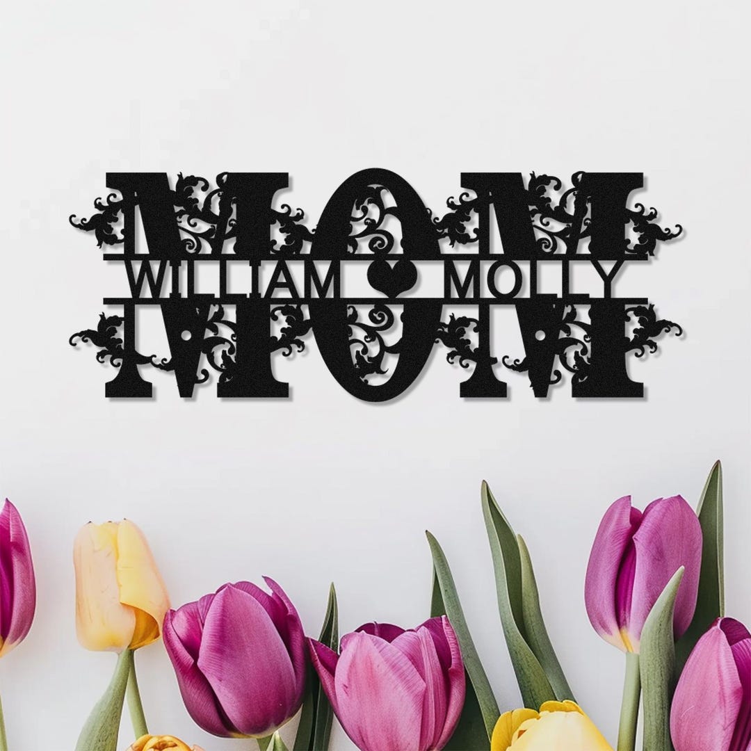 Custom Mom & Kids Names Metal Wall Art, Personalized Mama Metal Name ...