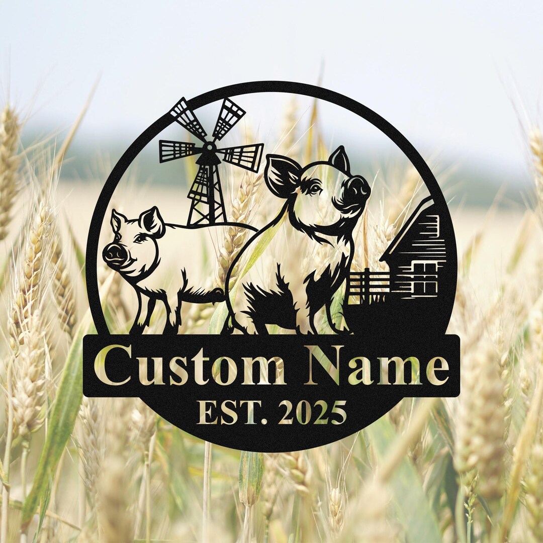 Personalized Metal Pig Farm Sign, Custom Pig Metal Name Sign, Pig Decor ...