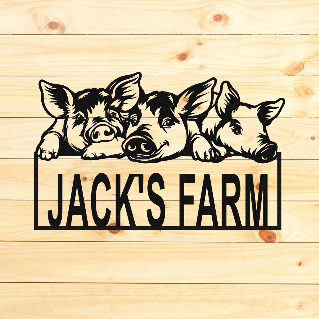 Personalized Metal Pig Farm Sign, Custom Pig Metal Name Sign, Pig Decor ...