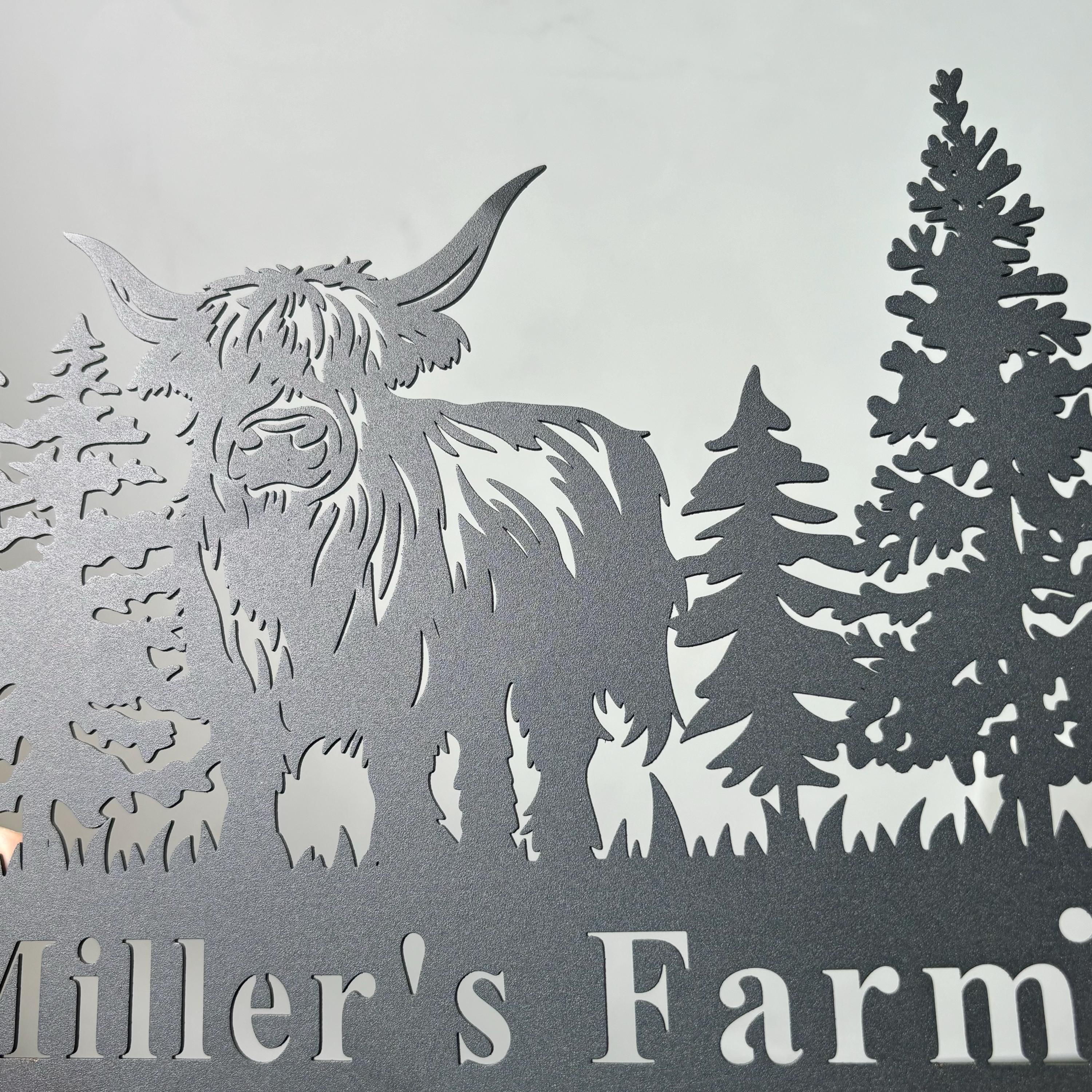 Custom Highland Cow Metal Sign, Personalized Highland Cow Metal Wall ...