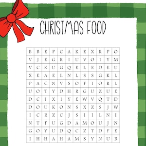 Christmas Food Word Search - Etsy