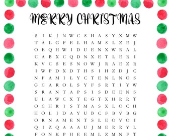 Very Merry Christmas Word Search - Etsy