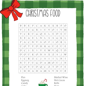 Christmas Food Word Search - Etsy