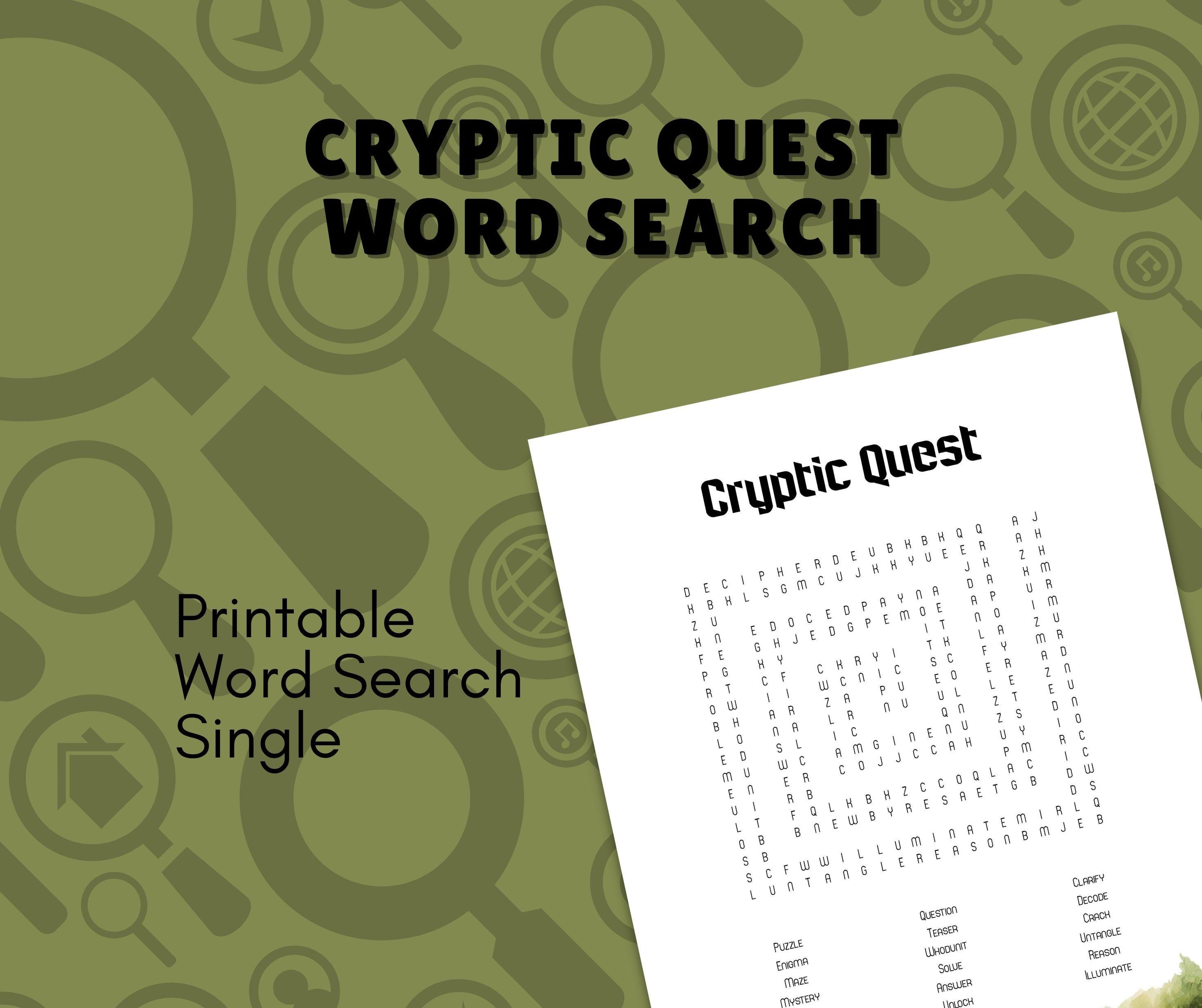 Cryptic Quest Word Search Printable - Etsy