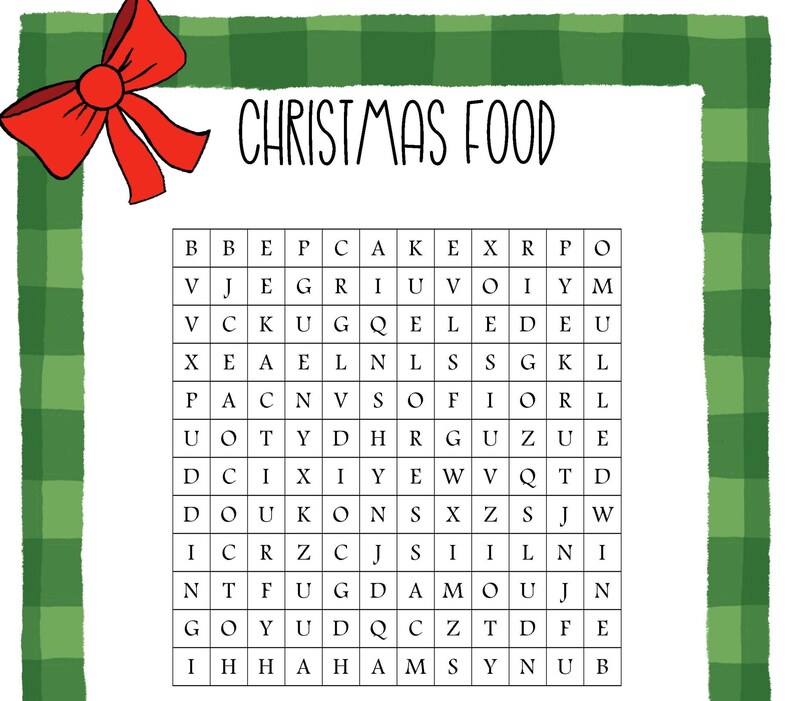 Christmas Food Word Search - Etsy