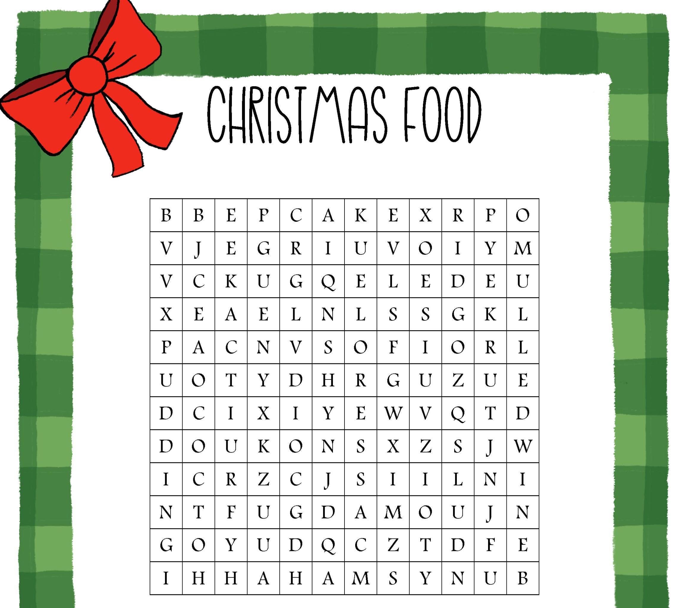 Christmas Food Word Search - Etsy