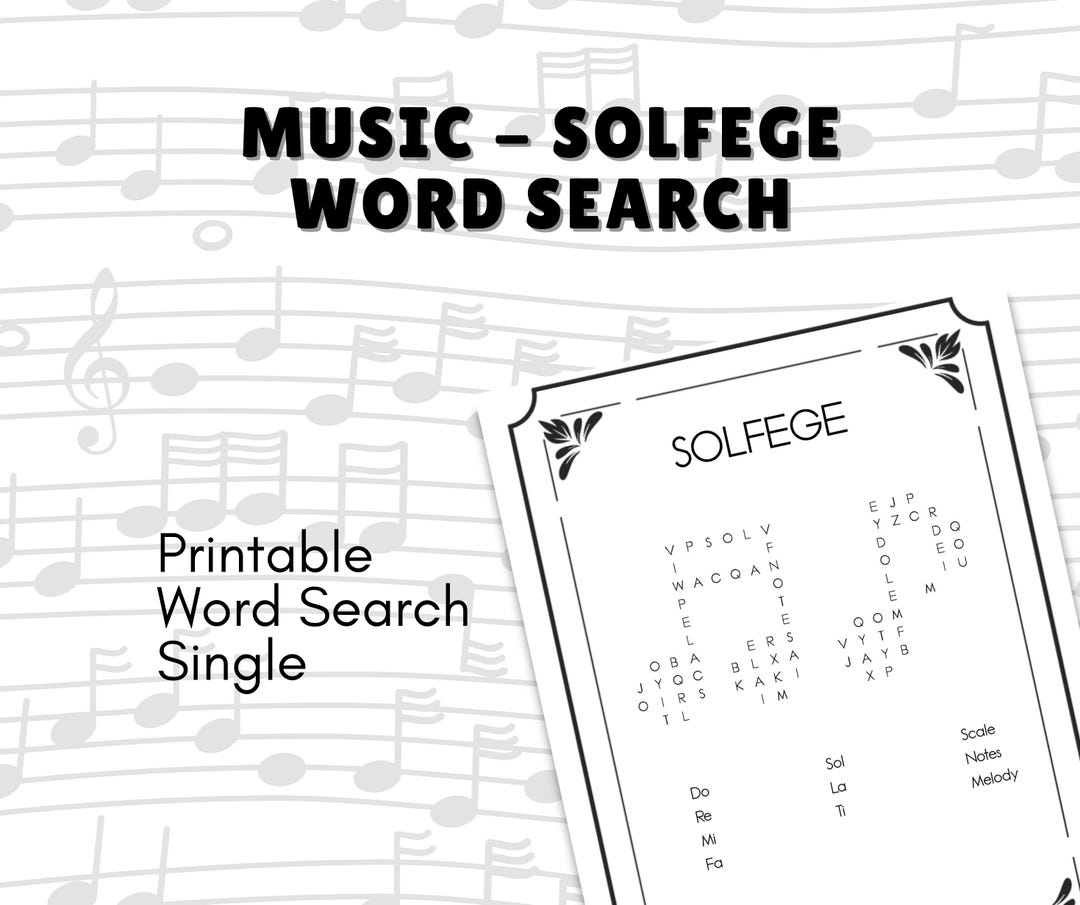 Music - Solfege Word Search Printable - Etsy