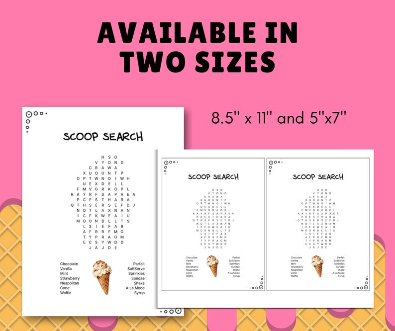 Ice Cream Search Printable - Etsy