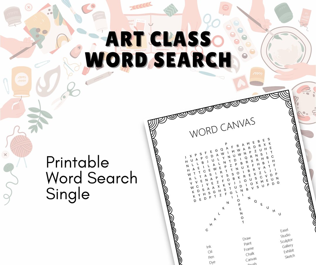 Art-themed Word Search Printable (word Canvas) - Etsy