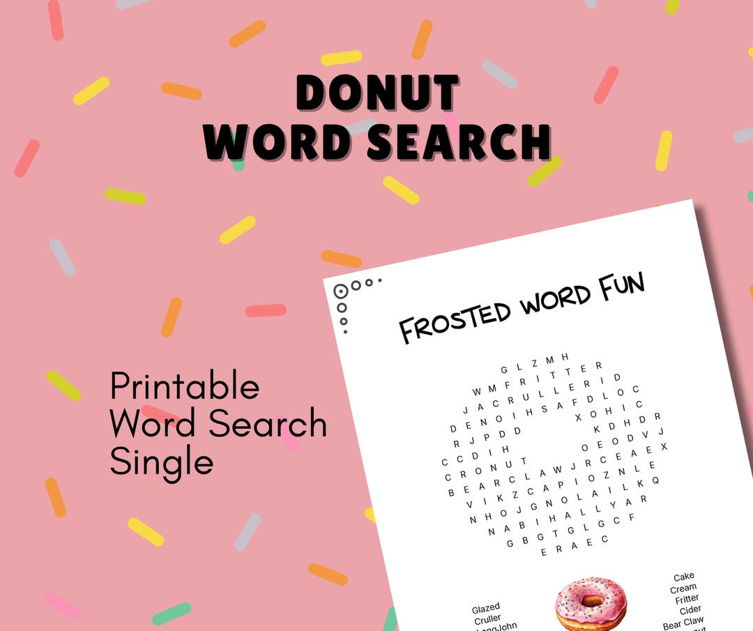 Donut Word Search Printable - Etsy