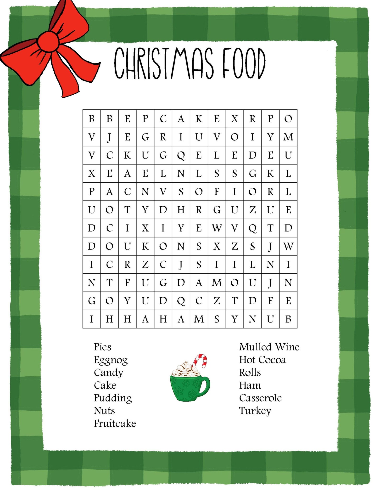 Christmas Food Word Search - Etsy