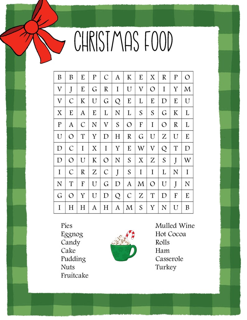 Christmas Food Word Search - Etsy