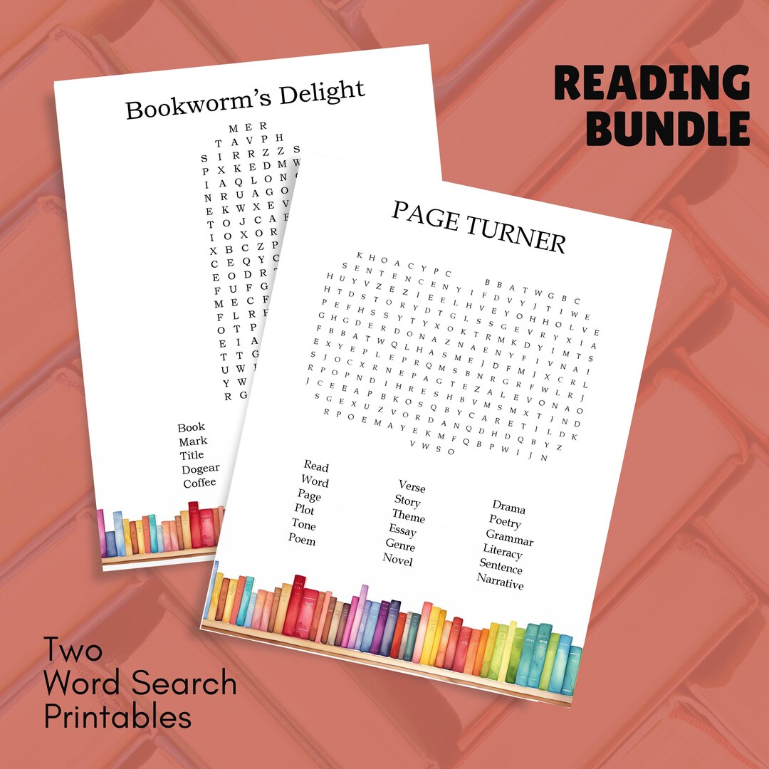 2 Reading Word Search Printables - Etsy