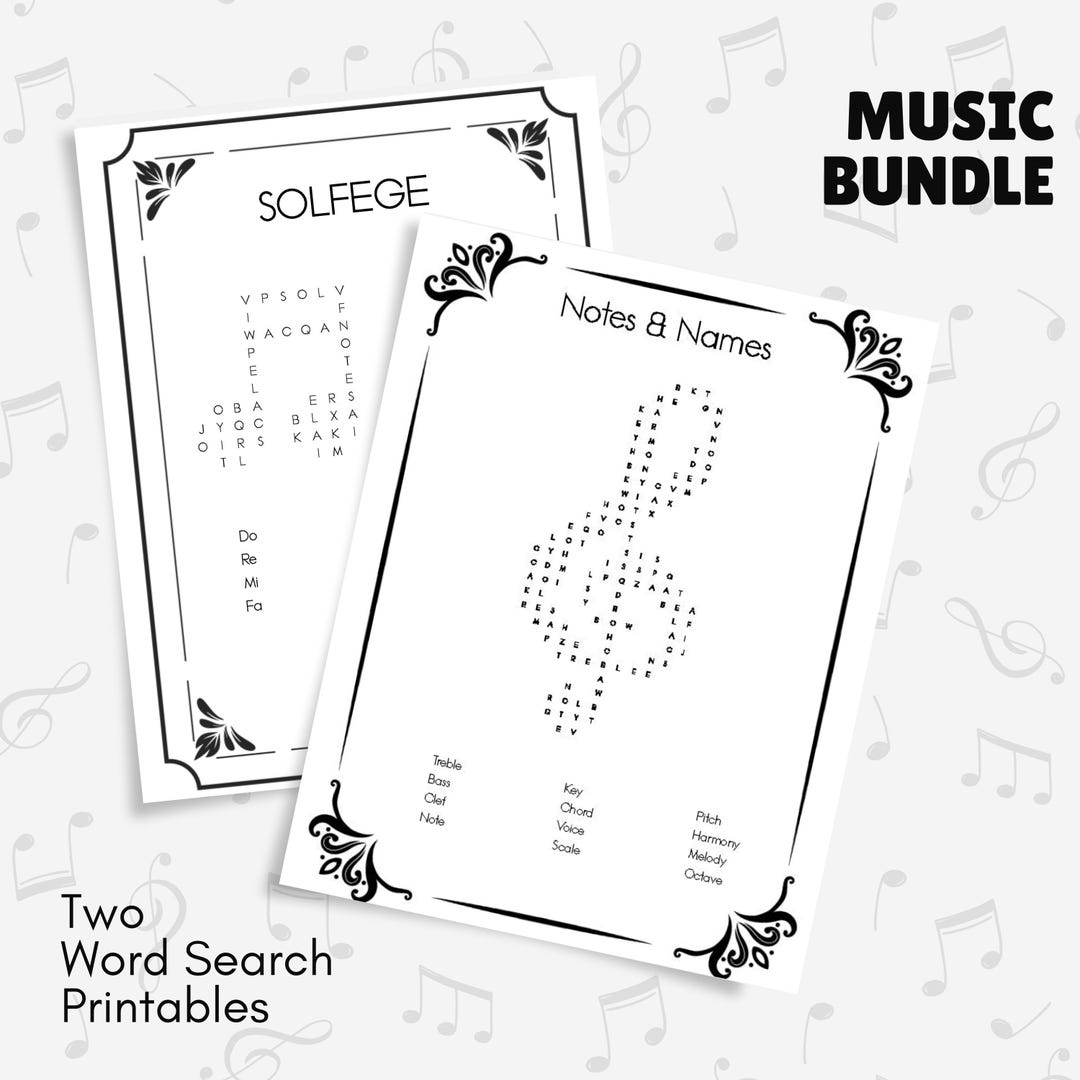 2 Music Word Search Printables - Etsy