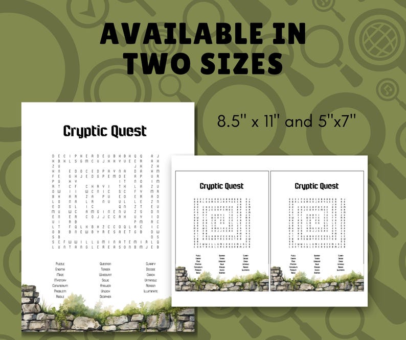 Cryptic Quest Word Search Printable - Etsy