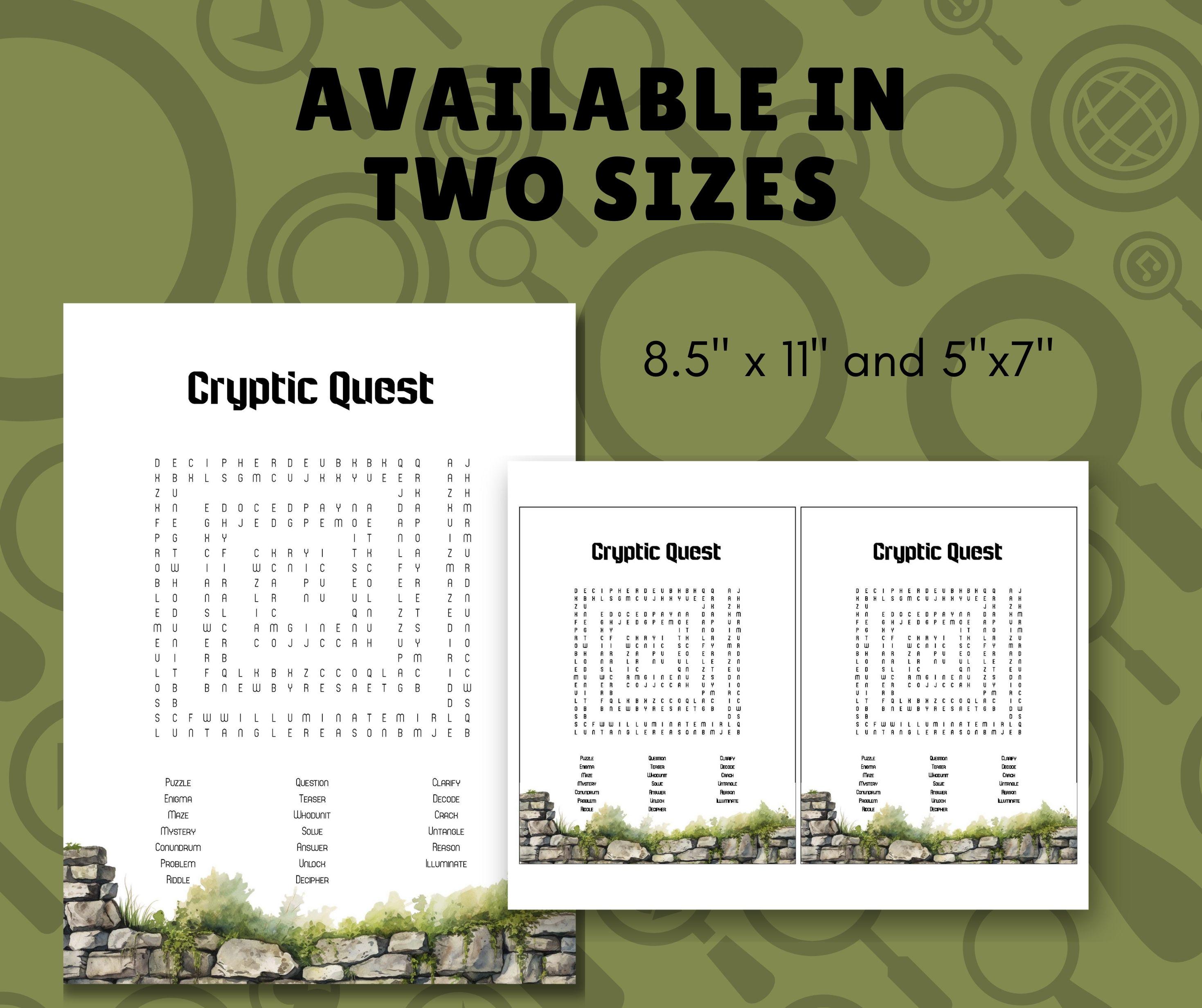 Cryptic Quest Word Search Printable - Etsy