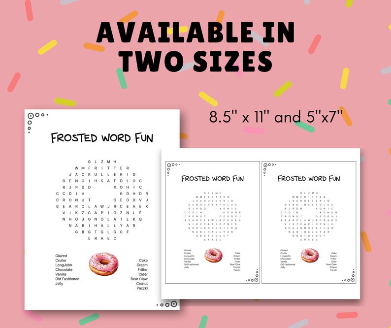 Donut Word Search Printable - Etsy