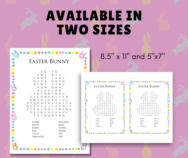 Easter Bunny Word Search Printable - Etsy