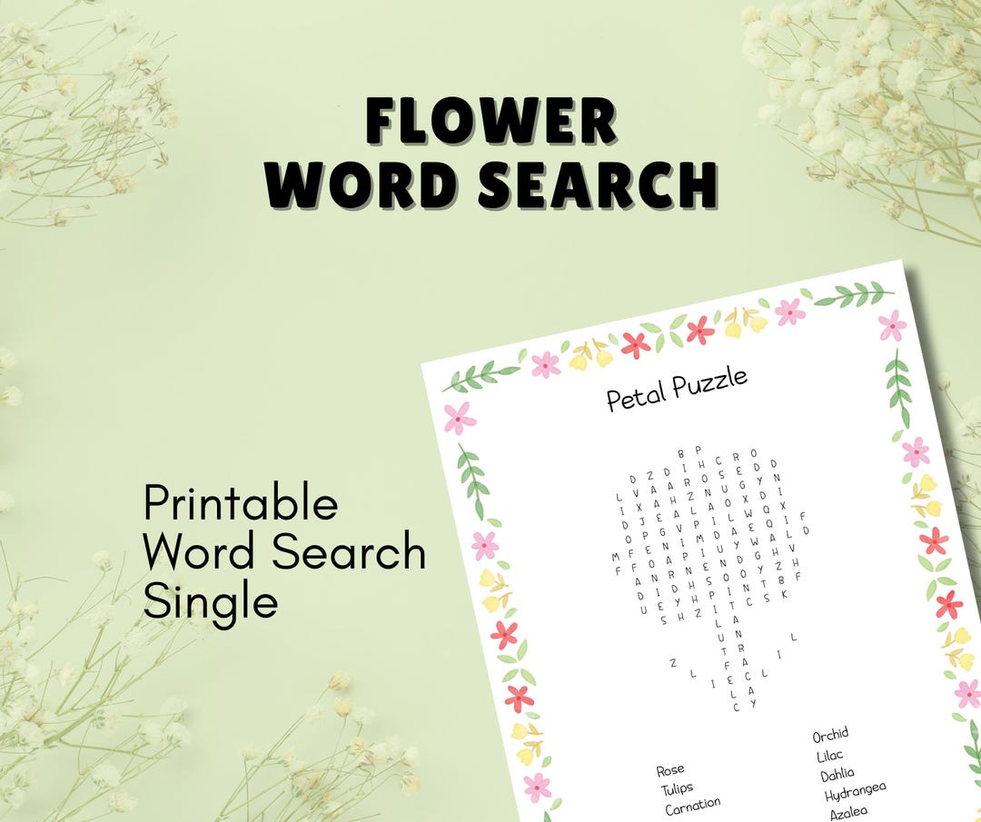 Flower Word Search Printable - Etsy