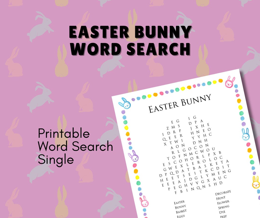 Easter Bunny Word Search Printable - Etsy
