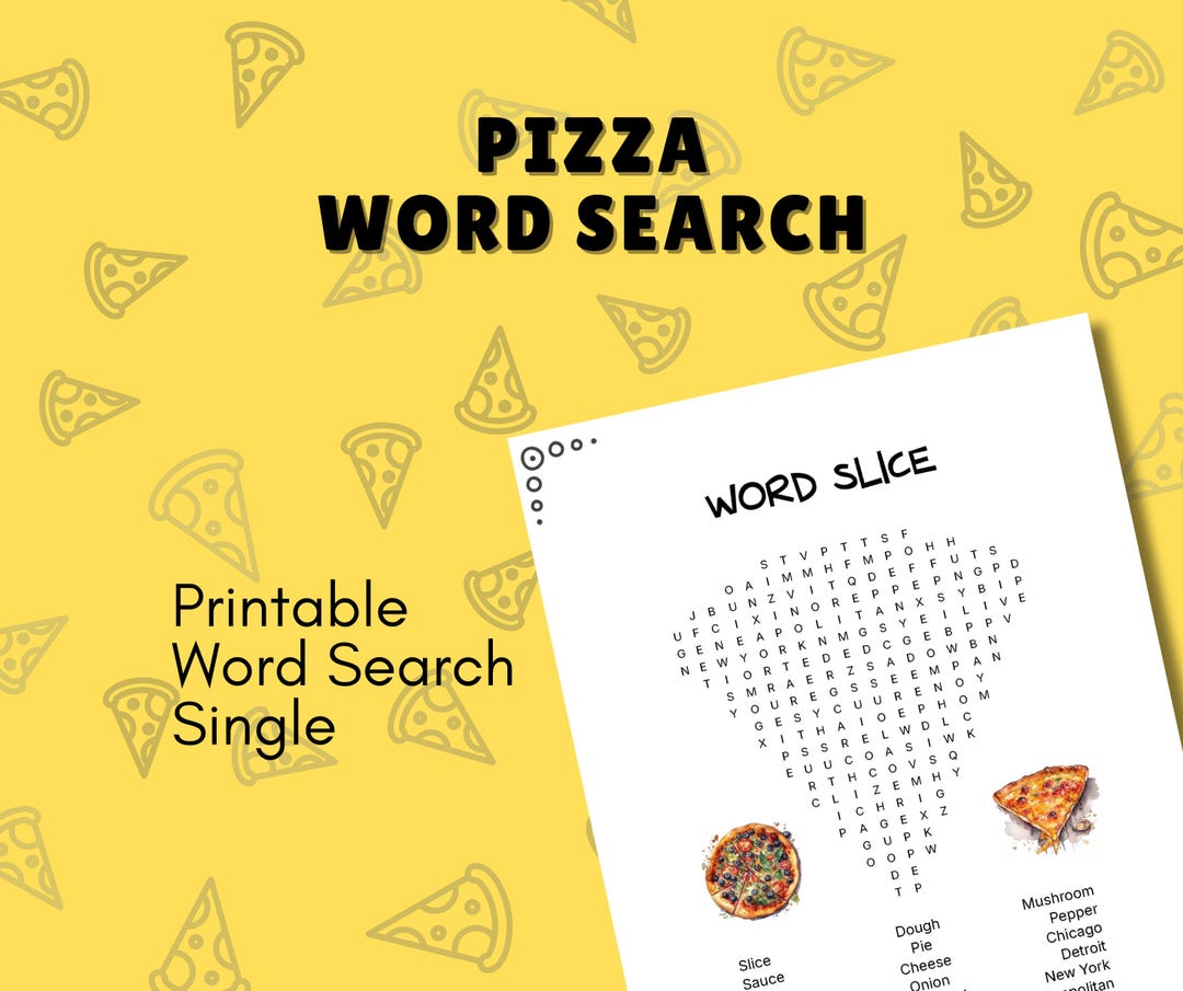 Pizza-themed Word Search Printable - Etsy