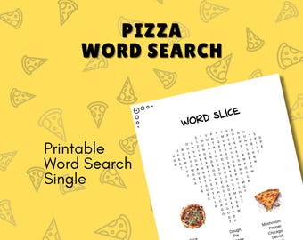 Pizza Printable Word Search | Food Word Puzzle Party Game | Brain ...