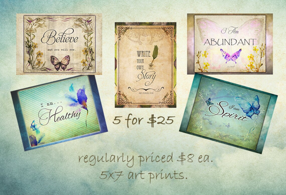 5 5x7 Prints Butterfly Bundle 1 - Etsy
