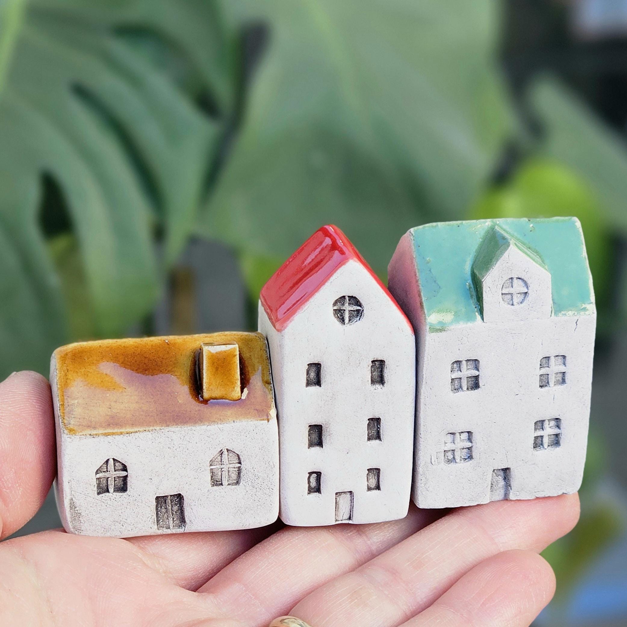 Handmade Ceramic House Decor: Set of 3 Miniature Colorful Houses - Etsy