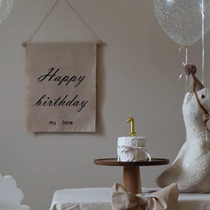 Personalized Happy Birthday Wall Banner, Custom Fabric Sign With Name ...