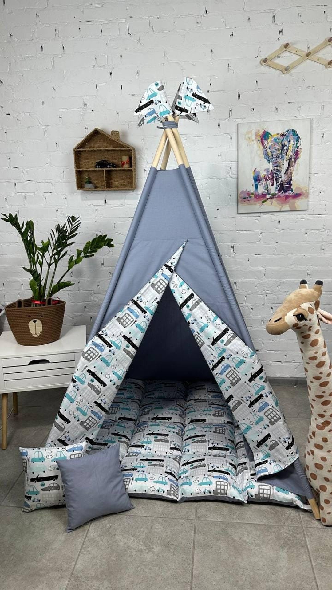 Personalized Children's Teepee, Blue Kids Teepee Tent, Montessori Tent ...