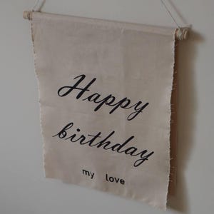 Personalized Happy Birthday Wall Banner, Custom Fabric Sign With Name ...